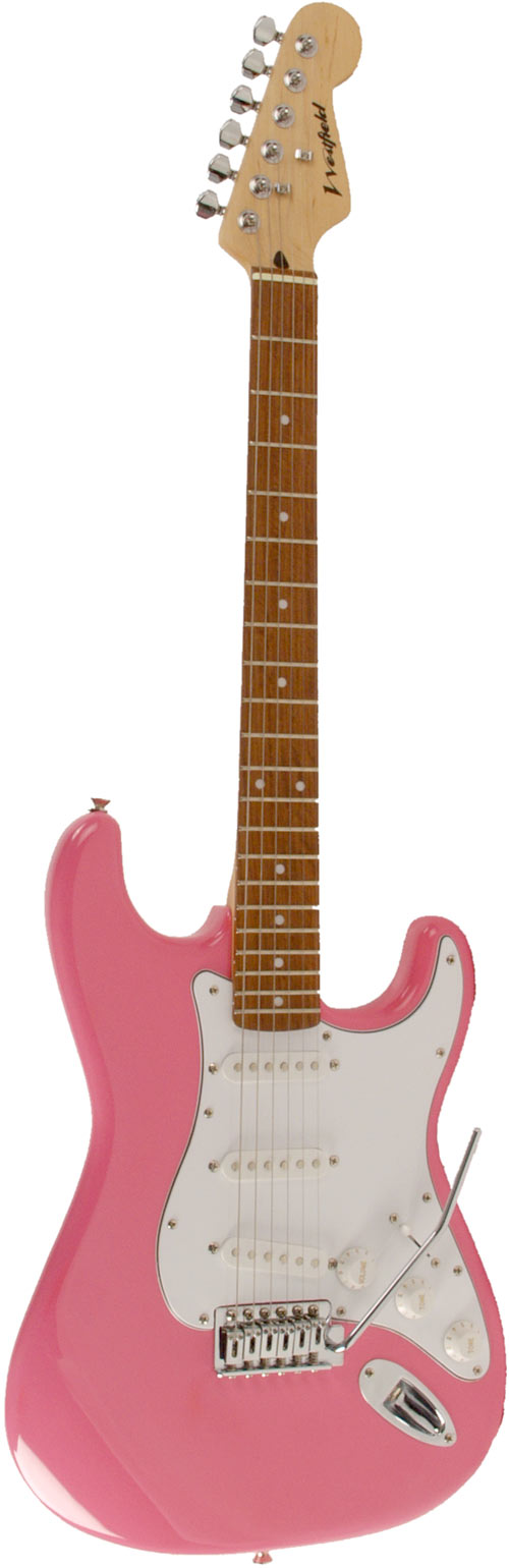 Westfield E1000 Strat Pink with White Scratchplate | guitarguitar