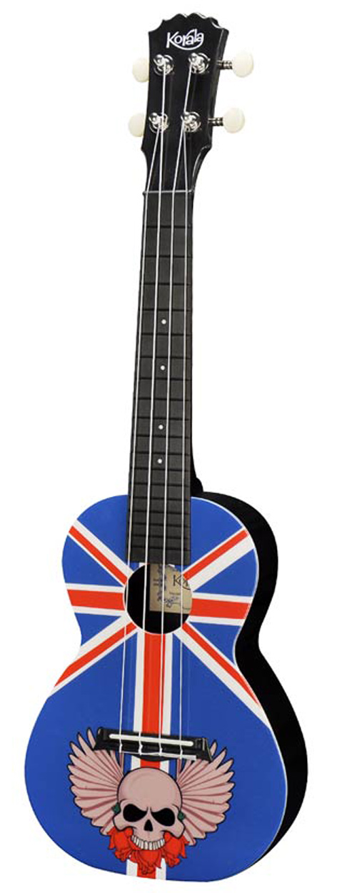 Korala Polycarbonate Concert Ukulele Union Jack With Skull | guitarguitar