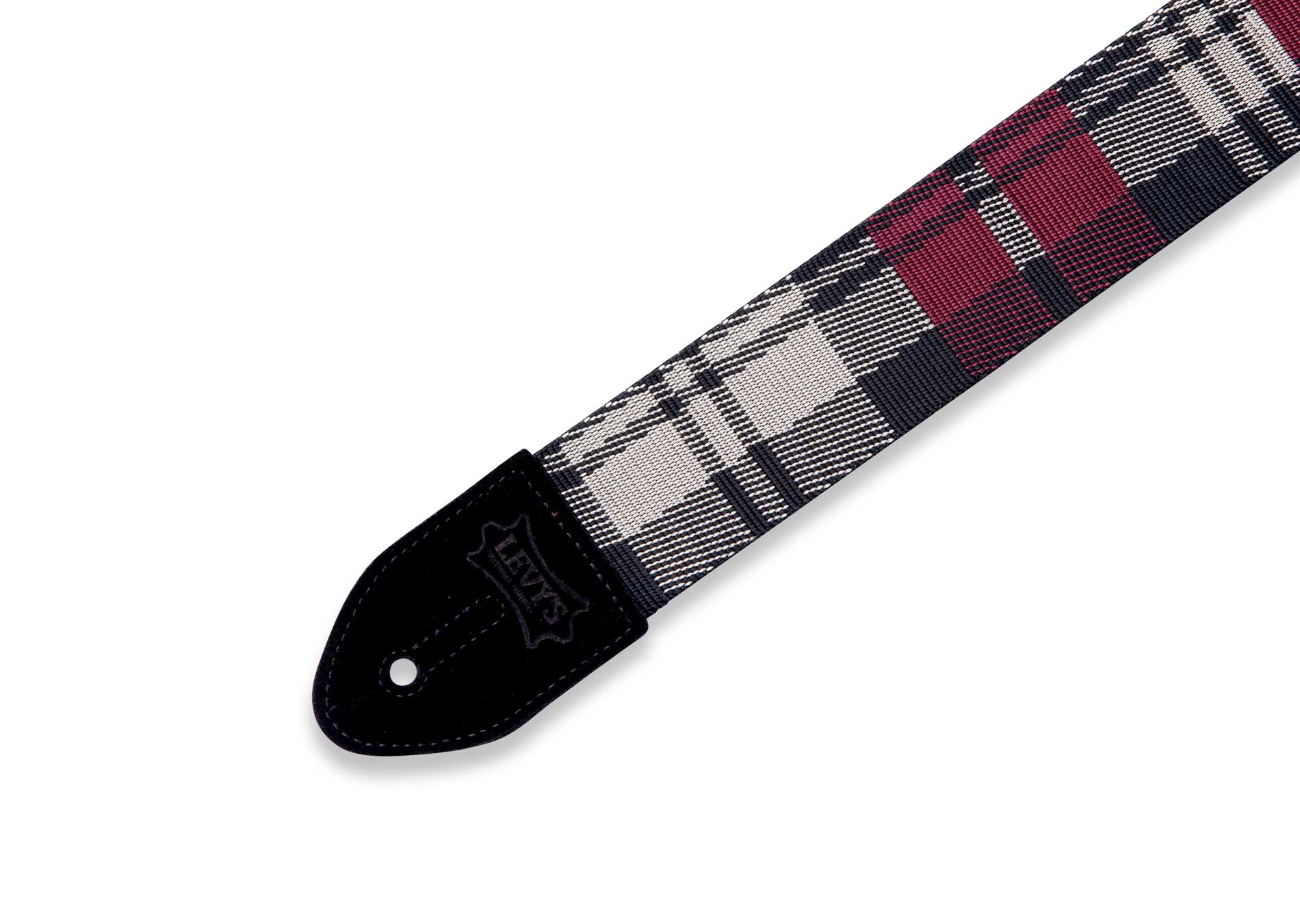 Levy's MC8VIN-010 2 Inch Garnet Plaid Poly Guitar Strap | guitarguitar