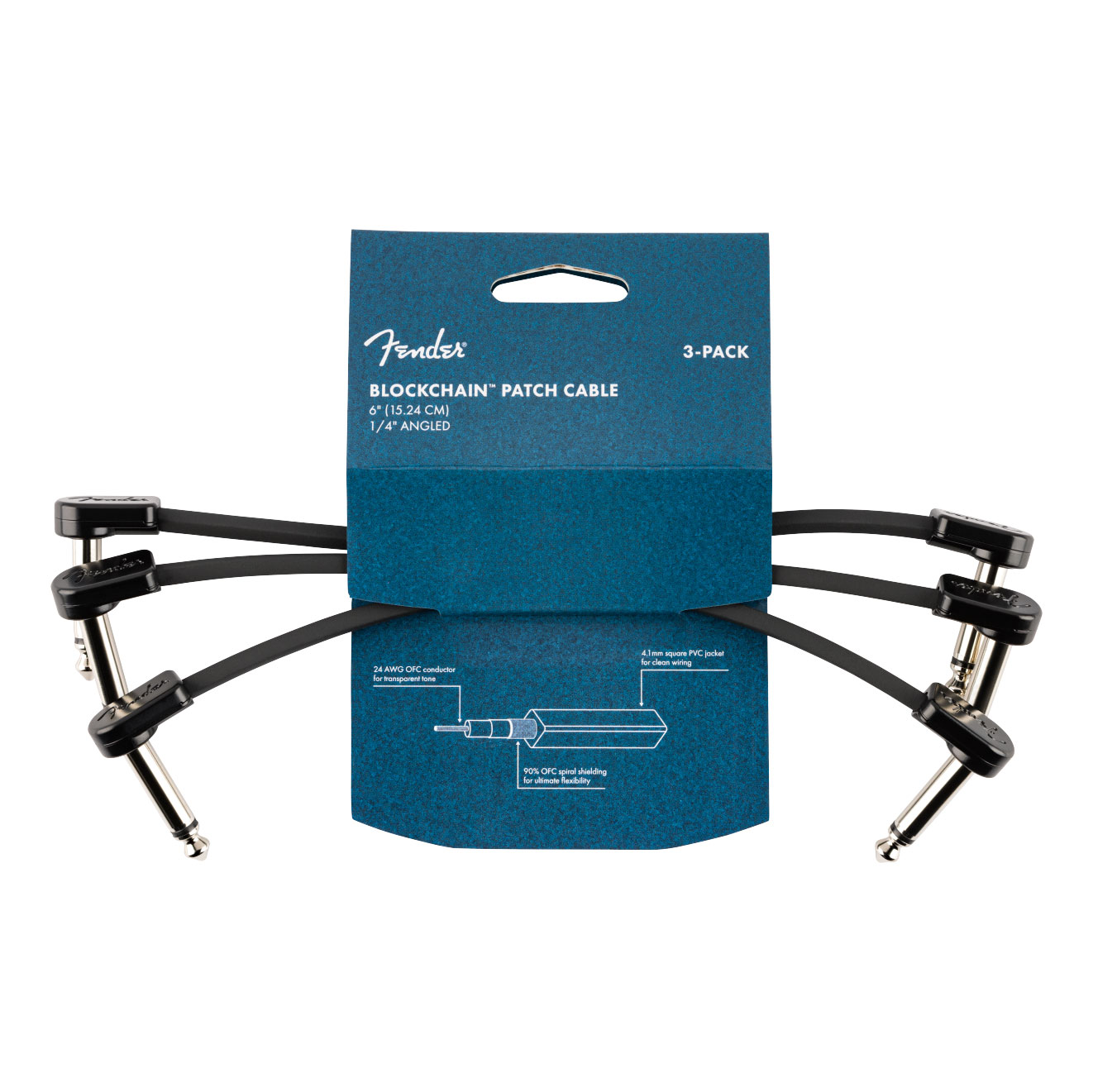 Fender Blockchain 6 Inch Patch Cable 3-Pack Angle/Angle | guitarguitar