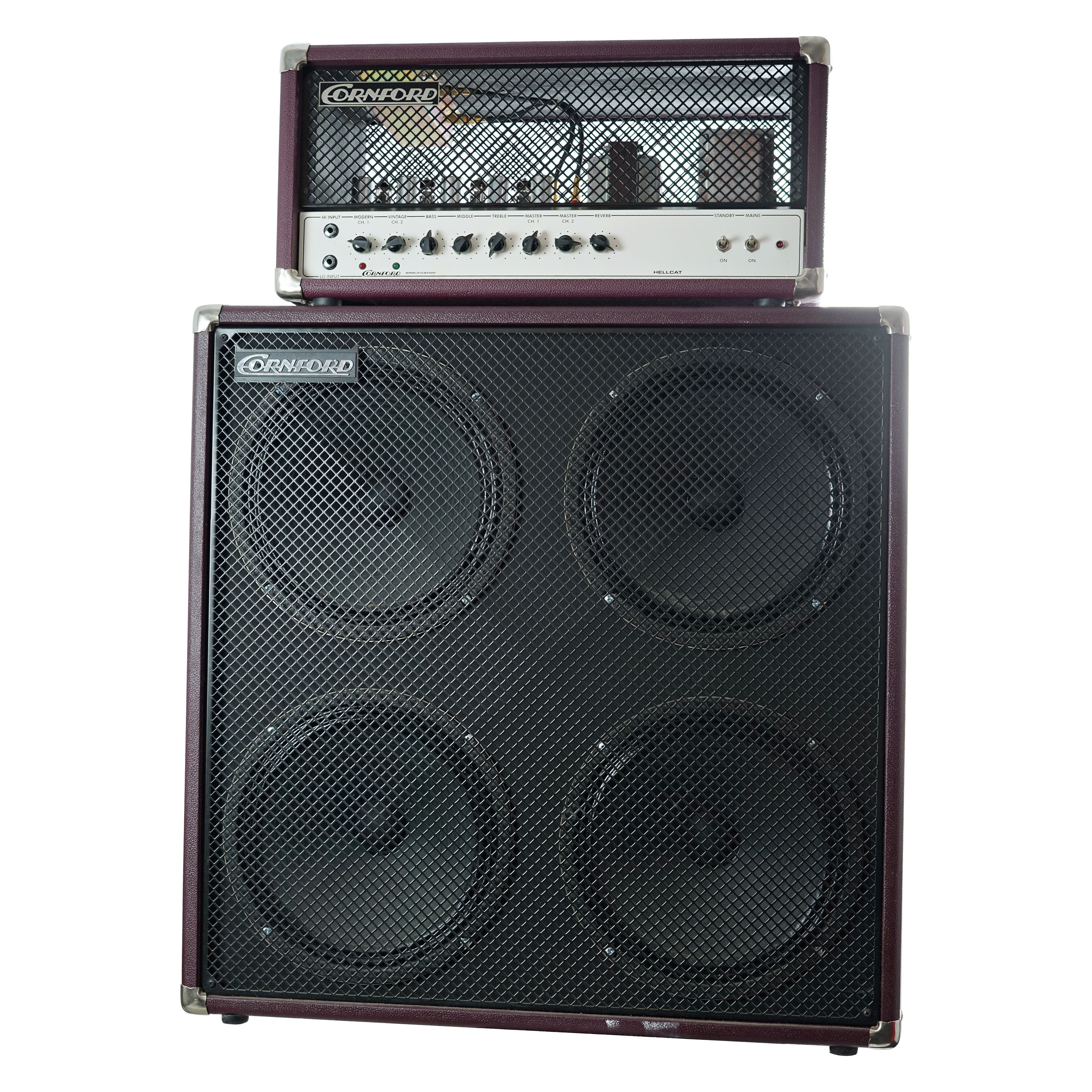 Cornford Hellcat Oxblood 35 Watt Valve Amp Head + 4 x 12 Guitar Cabinet ...